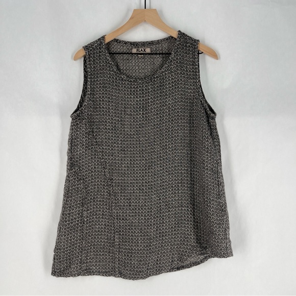 Flax | Tops | Flax Geometric Print Linen Sleeveless Top Black White ...